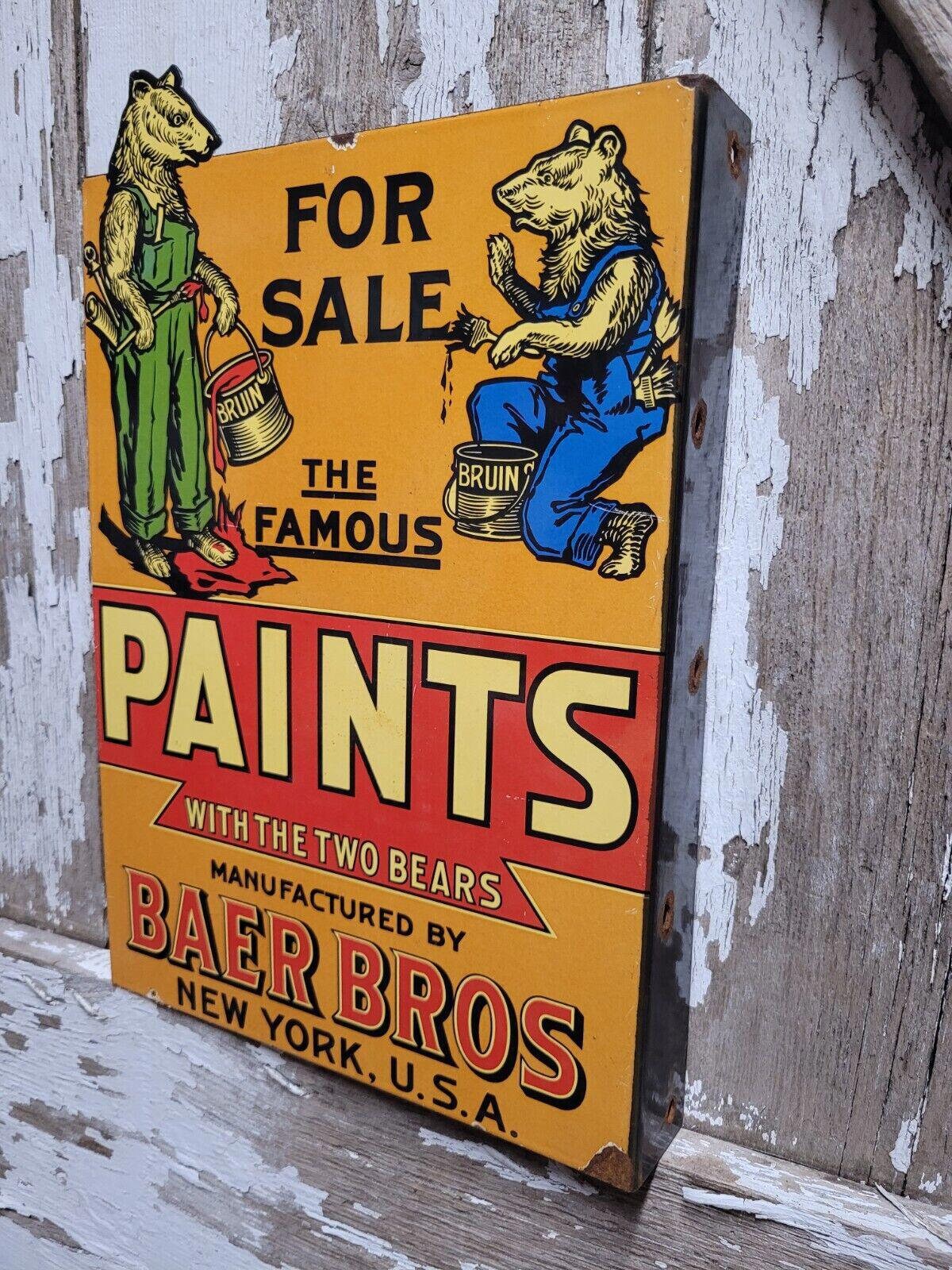 Baer Bros Paints VINTAGE PORCELAIN Flange SIGN Gas Motor Oil - Etsy