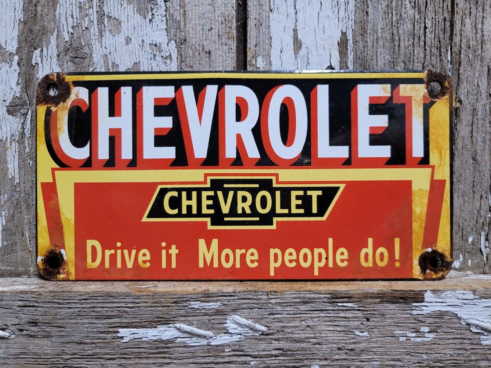 Chevrolet Chevy VINTAGE PORCELAIN SIGN Gas Motor Oil Soda Beverage ...