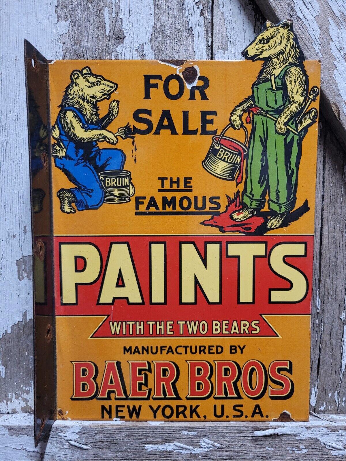 Baer Bros Paints VINTAGE PORCELAIN Flange SIGN Gas Motor Oil - Etsy