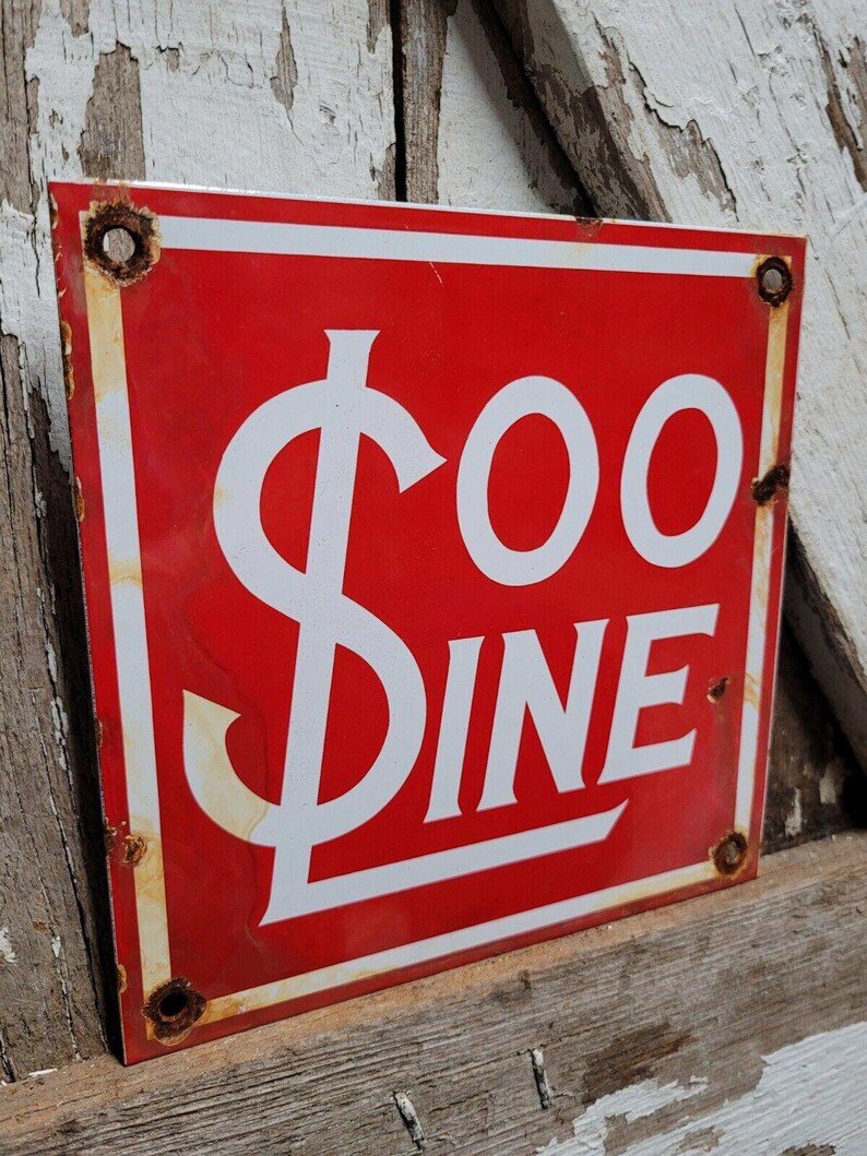 VINTAGE SOO LINE Railway Porcelain Sign Gas Train Motor Oil Soda Forest ...