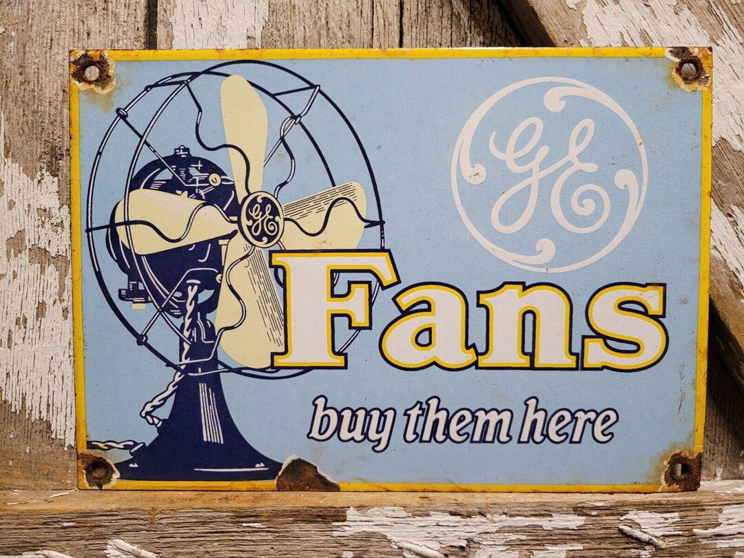 VINTAGE GENERAL ELECTRIC Fan Dealer Porcelain Advertising Sign - Etsy