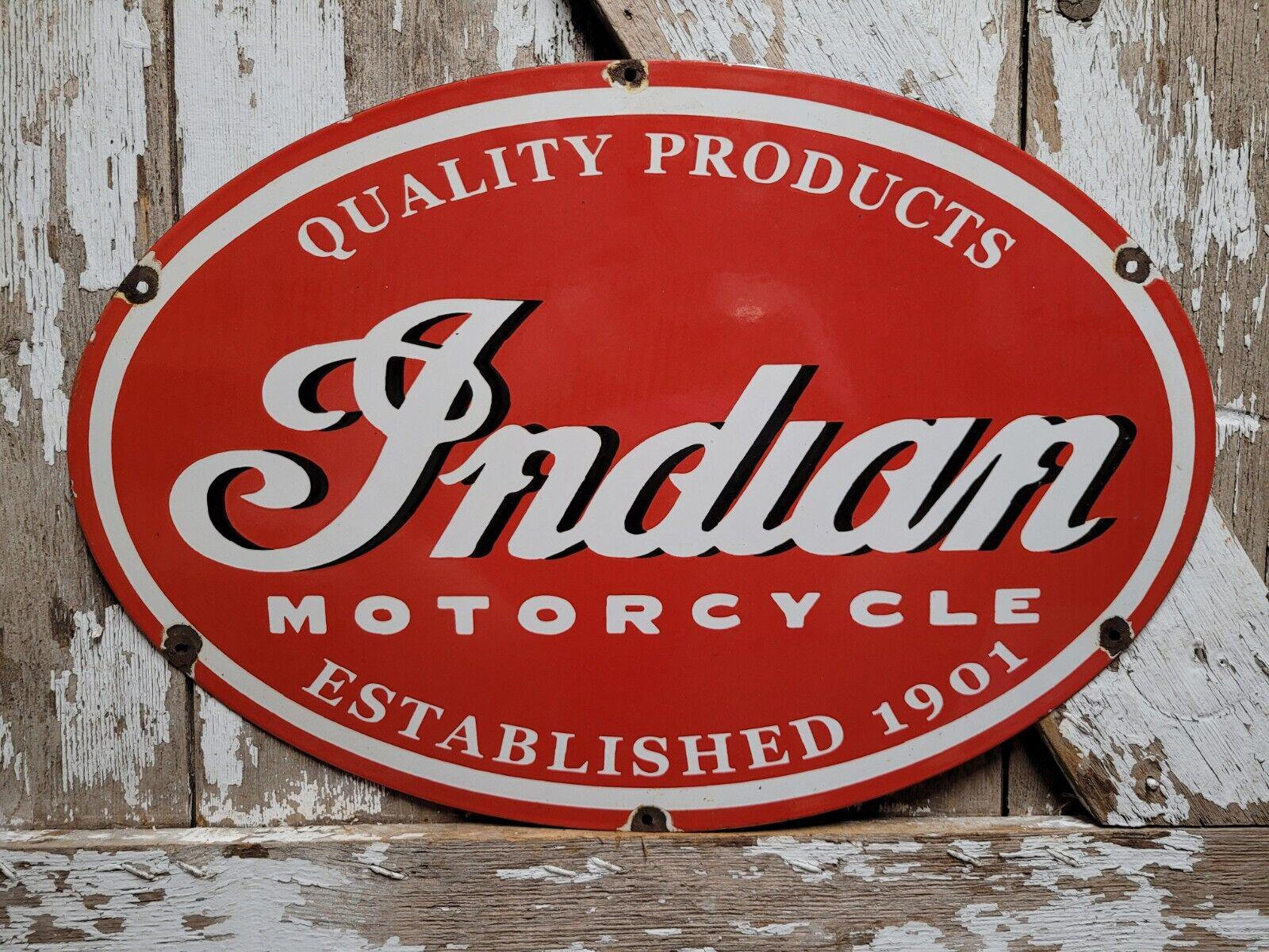 VINTAGE INDIAN MOTORCYCLE 24 Porcelain Advertising Sign - Etsy