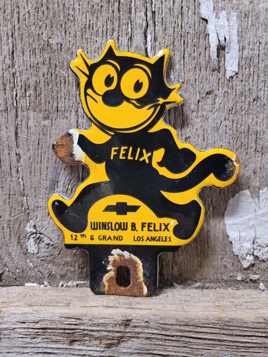 VINTAGE FELIX CHEVROLET Porcelain Advertising Sign Tag Topper - Etsy