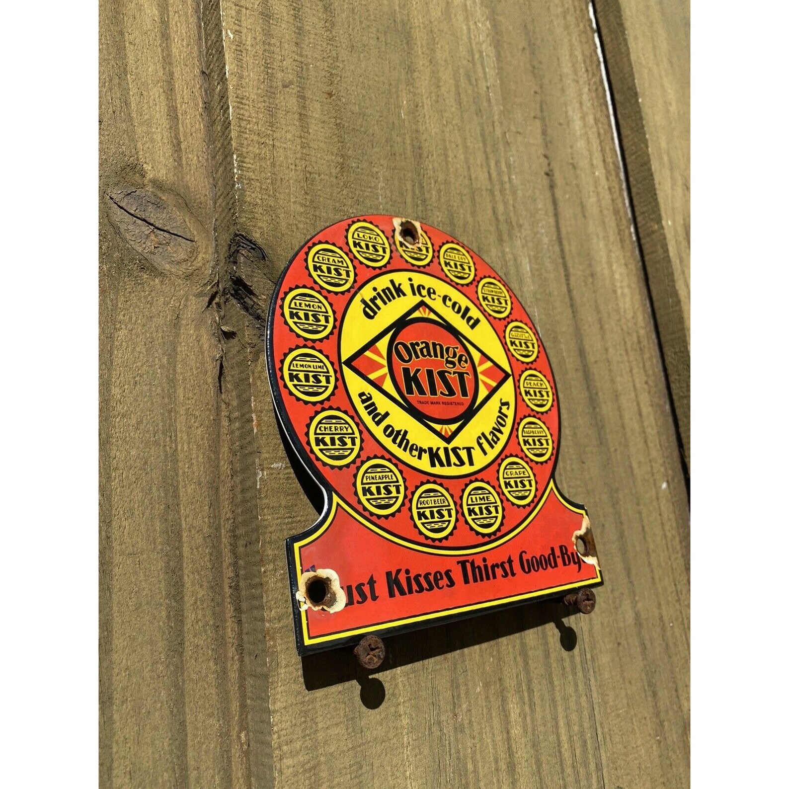 Vintage Orange KIST Soda Porcelain Sign Service Station Store Gas Oil ...