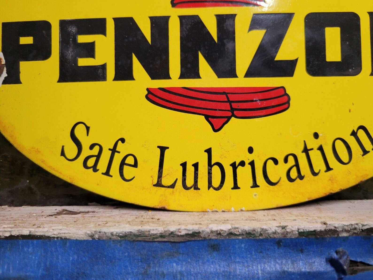 Pennzoil Vintage Porcelain Sign Gas Motor Oil Soda Beverage Cola Motorcycle Man Cave Train