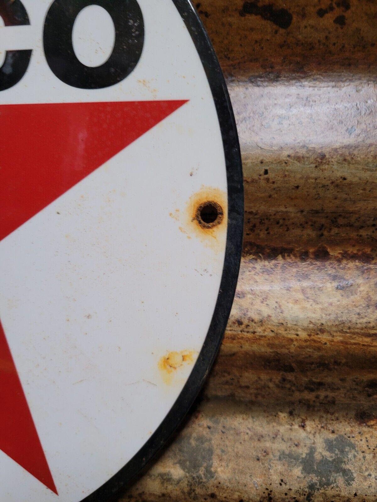 VINTAGE TEXACO GARAGE Porcelain Advertising Sign Gas Pump Plate Motor ...