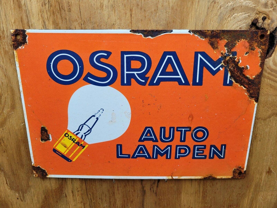 VINTAGE OSRAM GERMAN Light Bulb Porcelain Advertising Sign Gas Pump ...