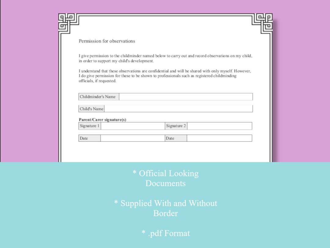 Childminding Observation Permission Form - Etsy