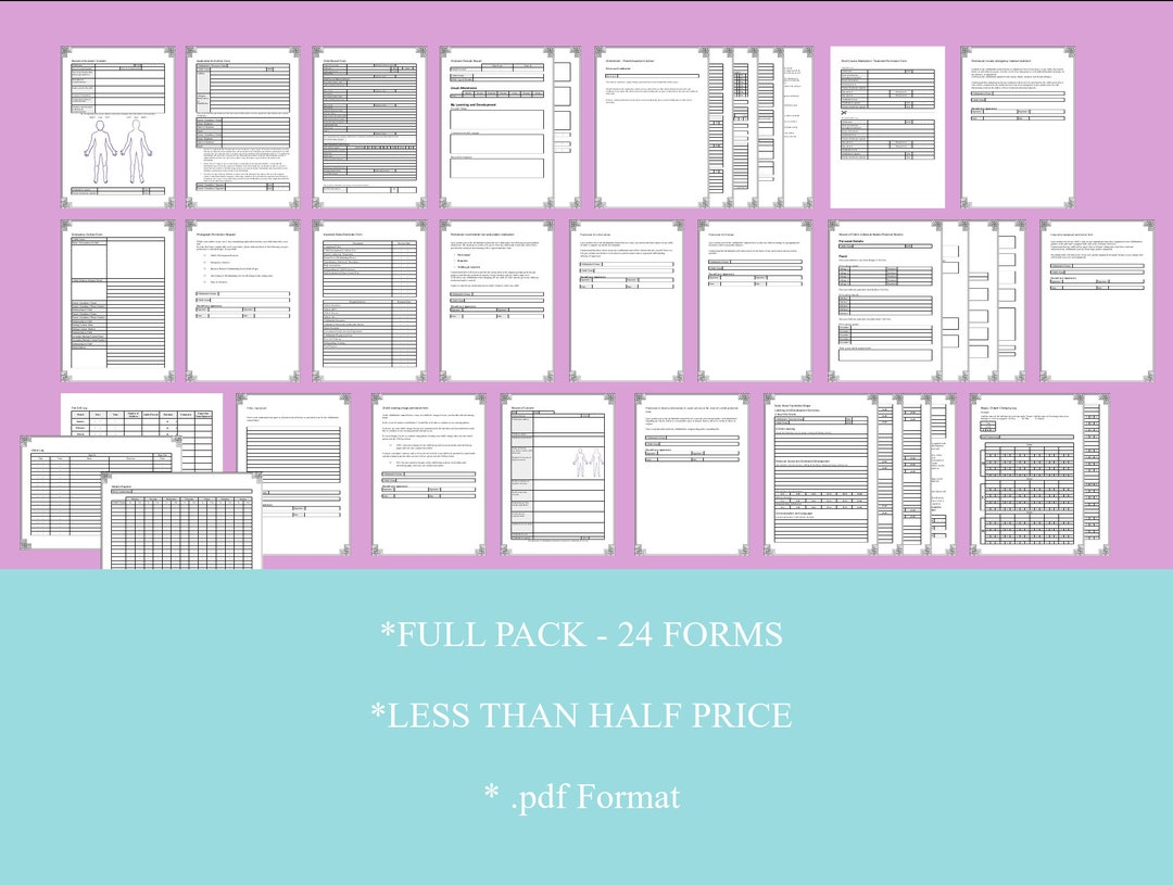 Childminding Complete Forms Pack - 24 Forms - Etsy