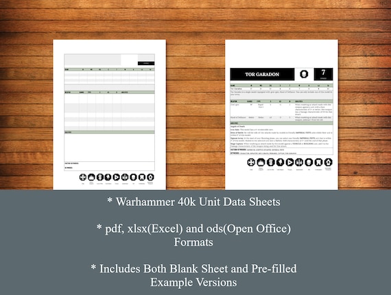 Warhammer 40k Datasheets Template Stat Sheets Character - Etsy