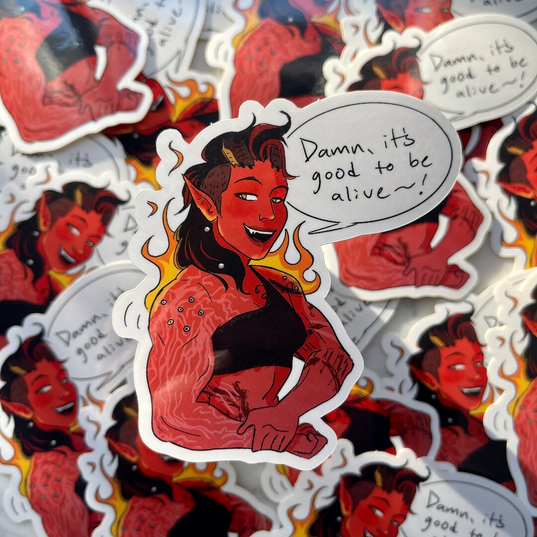 Flexing Karlach Vinyl Sticker - Etsy