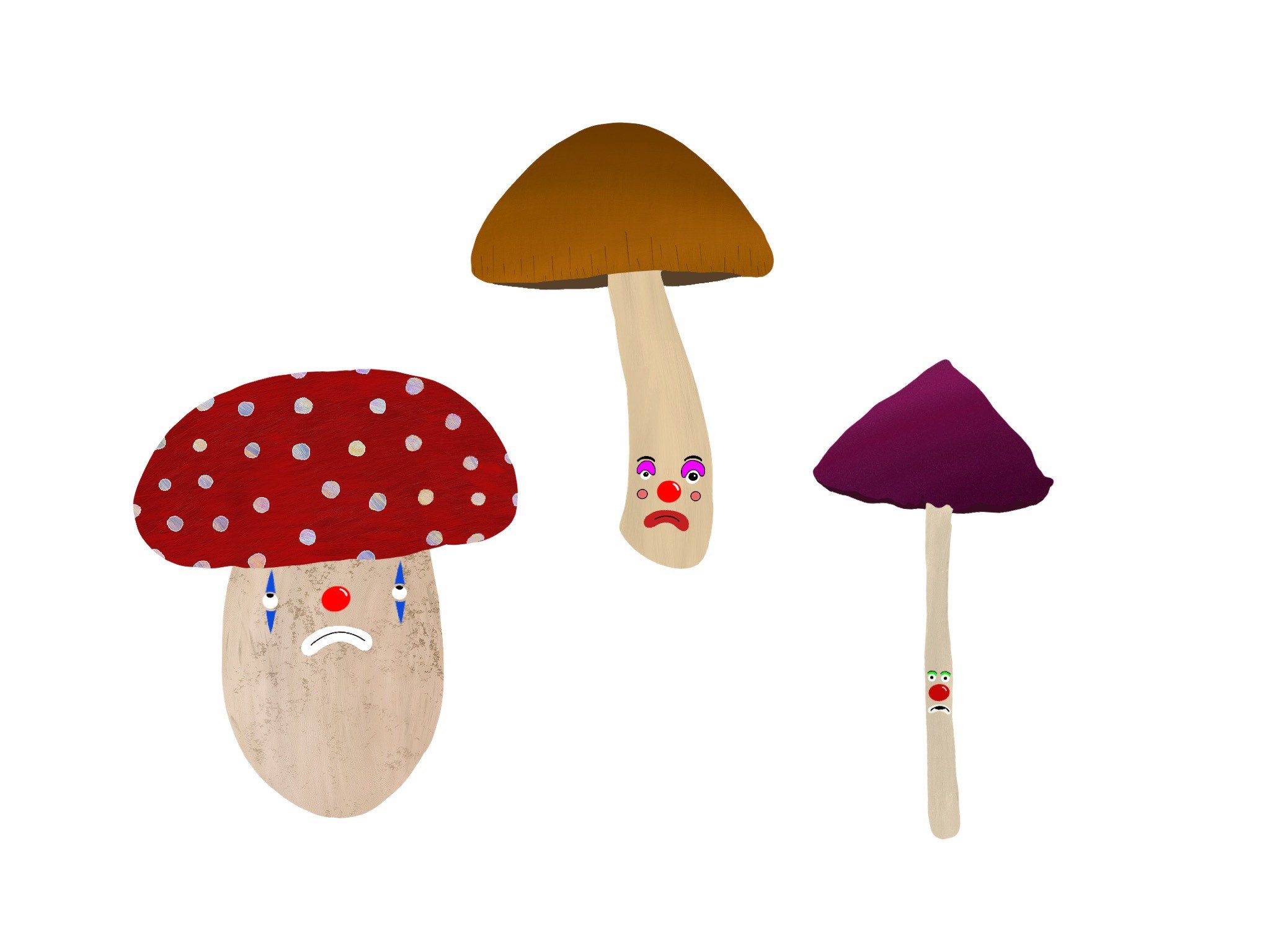 Cute Mushroom Clowns 3 Sticker Set Premium Glossy Vinyl | Etsy