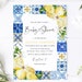 Positano Blue Tiles Lemon Baby Shower Invitation Template - Etsy
