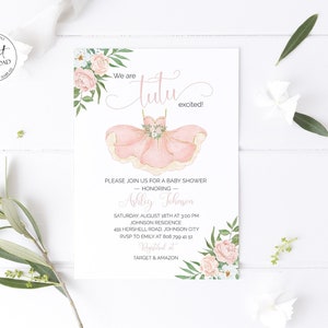 Tutu Baby Shower Invitation, Tutu Excited Invite, Ballerina Baby Shower ...