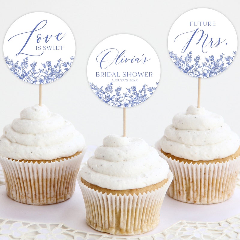 Blue Cupcake Toppers - Etsy