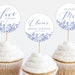 Blue Floral Bridal Shower Cupcake Toppers Template Editable Vintage ...