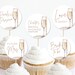 Pearls and Prosecco Bridal Shower Cupcake Toppers, Printable Minimalist ...