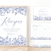Blue Floral Recipe Card Template Editable Blue Vintage Floral - Etsy