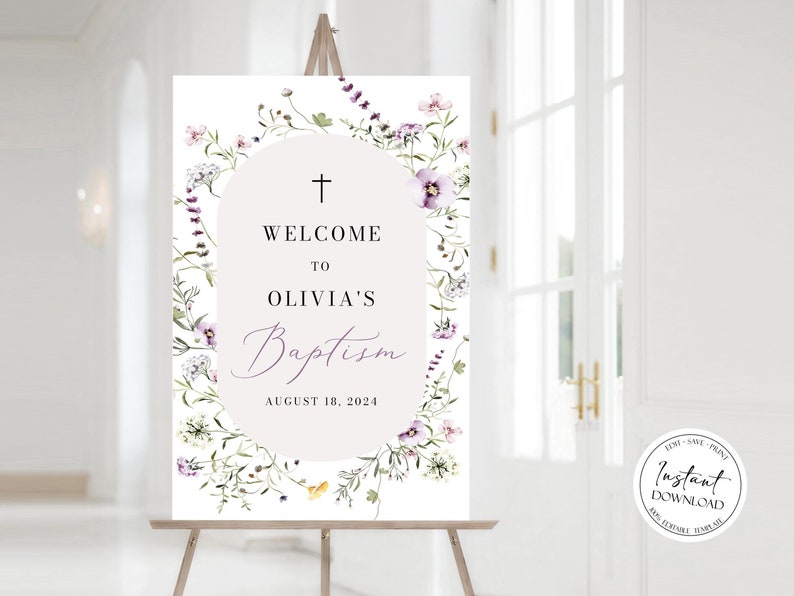 Wildflower Baptism Welcome Sign Template Wildflower Welcome - Etsy