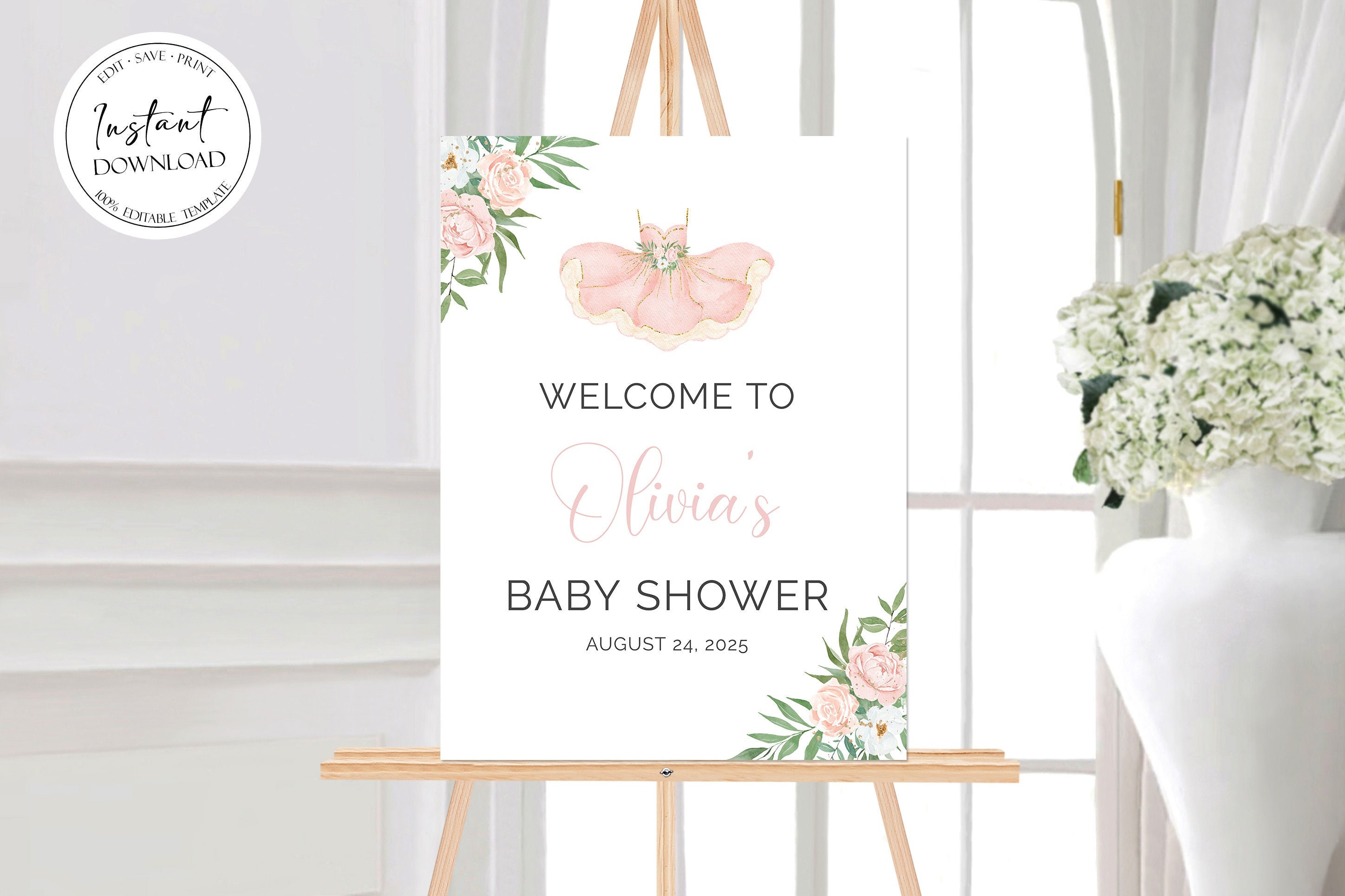 Tutu Baby Shower Welcome Sign Template Tutu Excited Sign, Ballerina ...