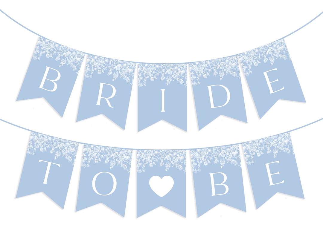 Dusty Blue White Floral Bridal Shower Bride to Be Banner Template ...