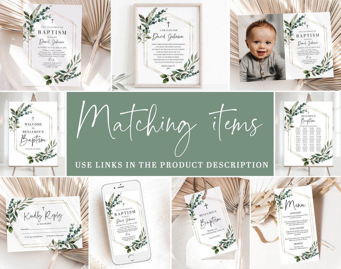 Greenery Baptism Favor Tag Template Editable Lush Greenery - Etsy