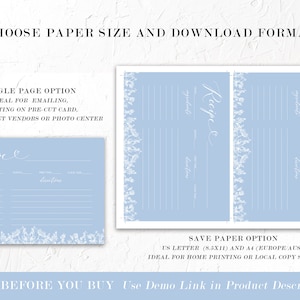 Dusty Blue White Floral Recipe Card, Vintage Floral Bridal Shower ...