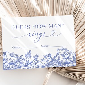 Blue Floral Guess How Many Rings Game, Victorian Blue Guessing Game How ...