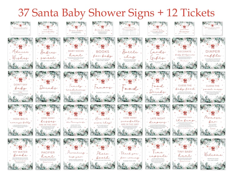 90 Editable Santa Baby Baby Shower Game Bundle, Christmas Baby Clothes ...