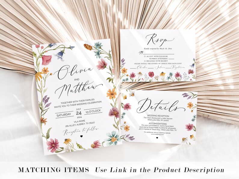 Wildflower Menu Card Wildflower Wedding Menu Template - Etsy