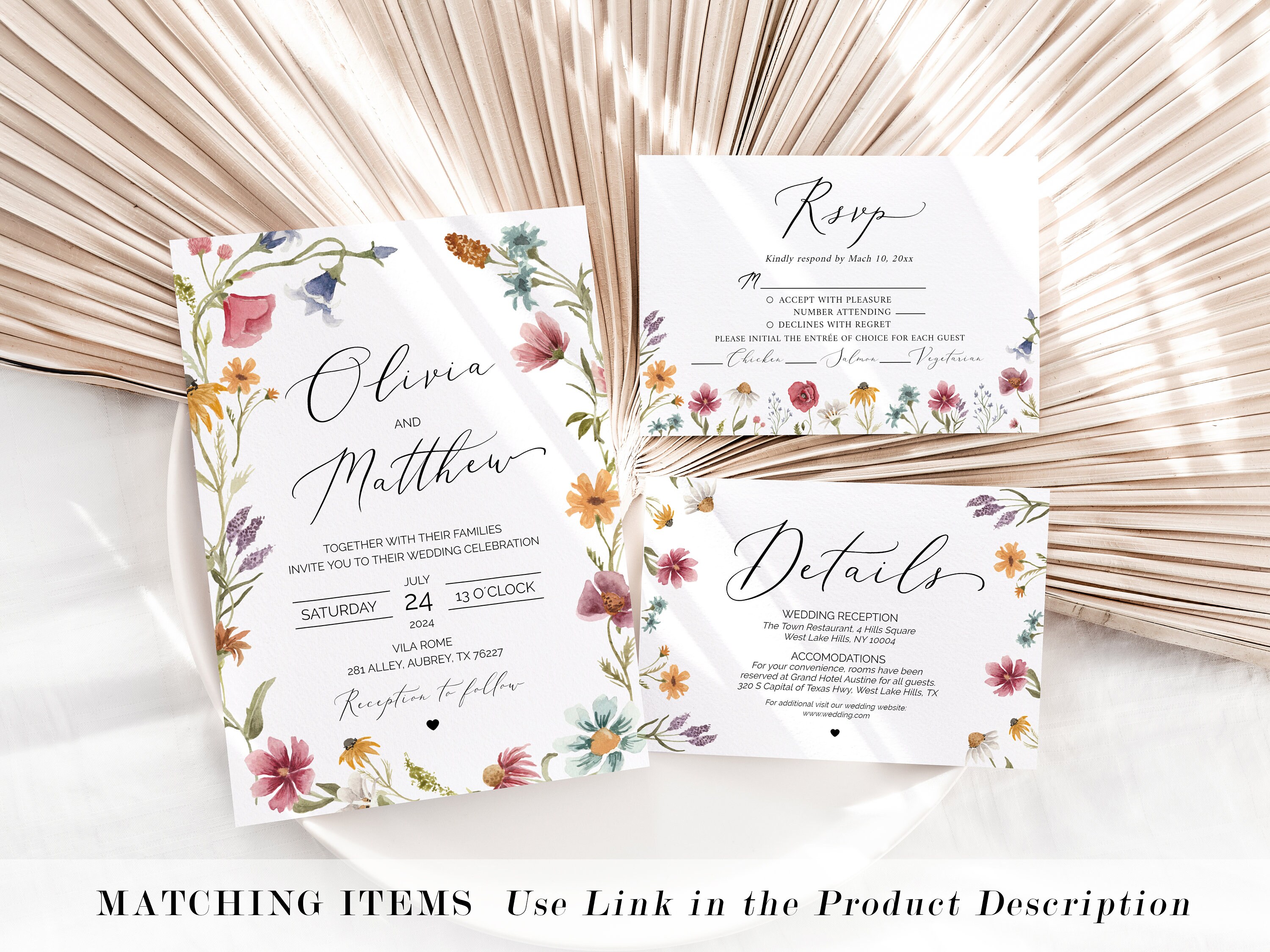 Wildflower Menu Card Wildflower Wedding Menu Template - Etsy