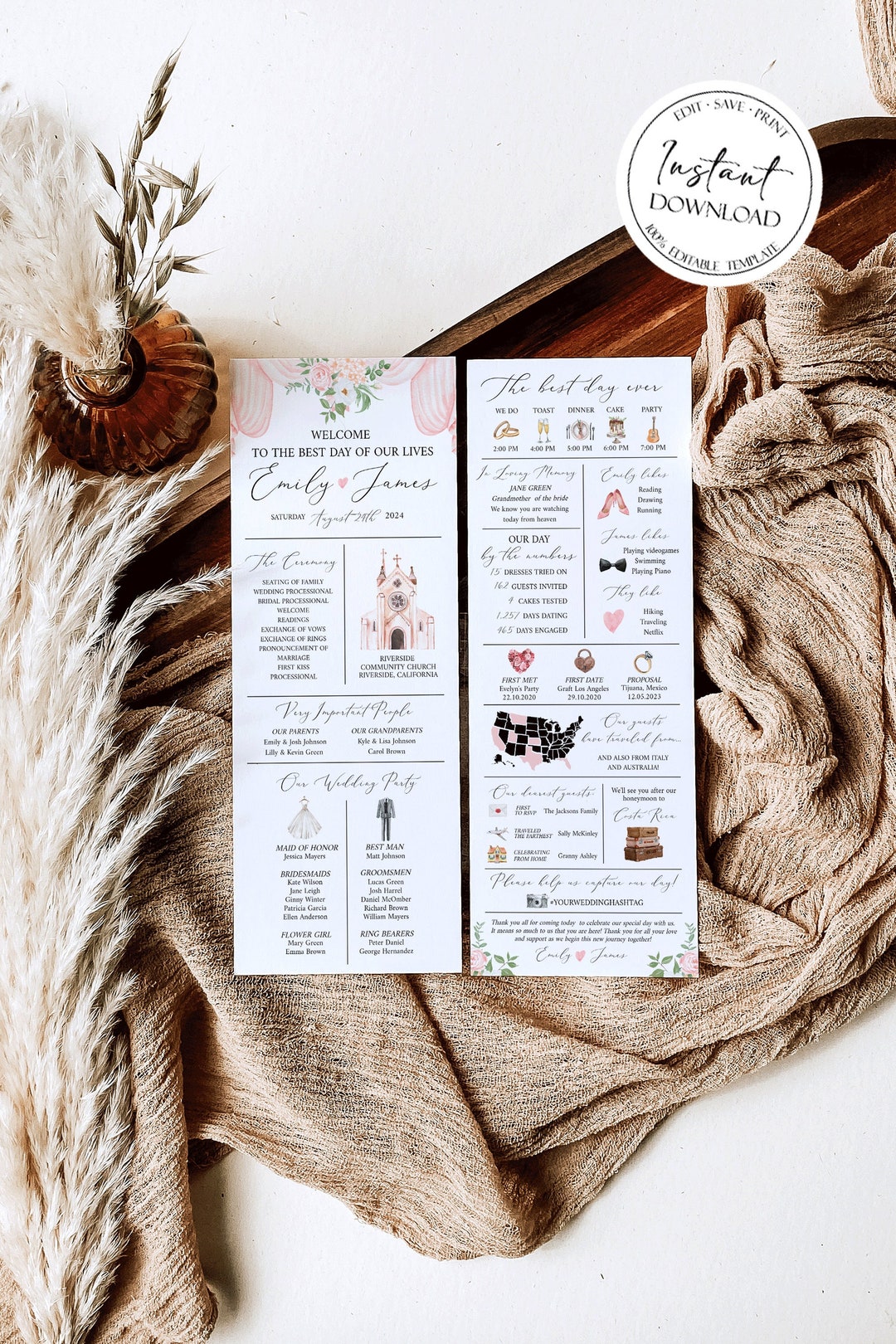 Infographic Wedding Program, Unique Wedding Program, Fun Wedding ...