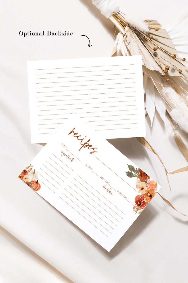 Fall Recipe Card Template, Editable Arch Boho Fall Bridal Shower Recipe ...
