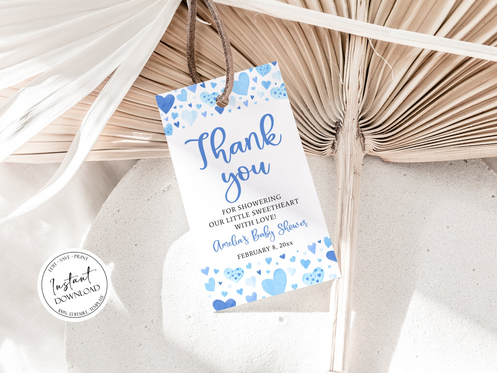 Valentine's Baby Shower Favor Tag Template, Printable Boy Blue Little ...