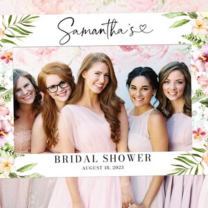 Tropical Bridal Shower Photo Booth Frame Template, Tropical Hawaiian ...