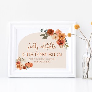 Fall Custom Sign Template Arch Boho Fall Bridal Shower Custom Sign ...
