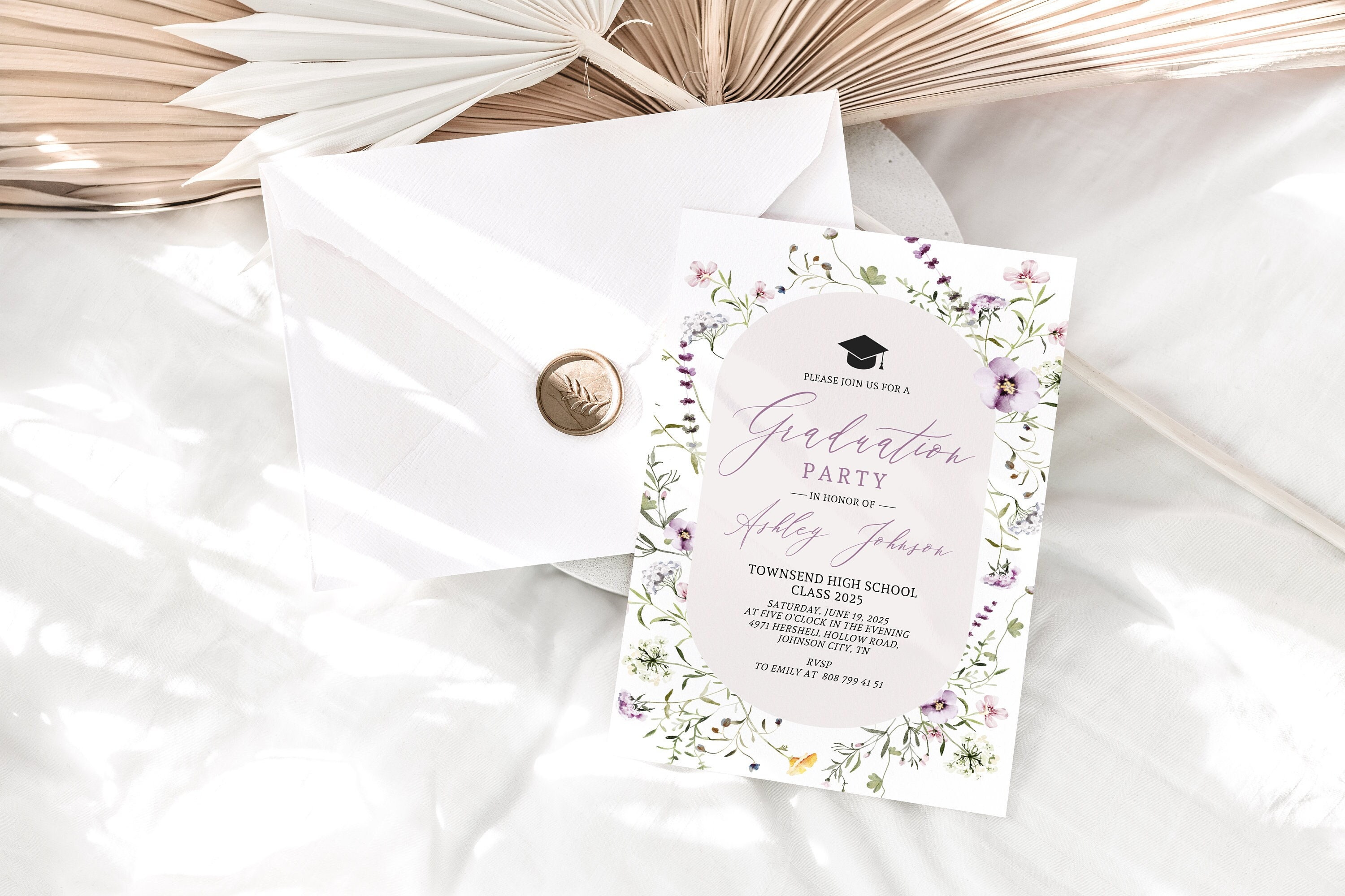 Wildflower Graduation Invitation Template Class 2023 - Etsy