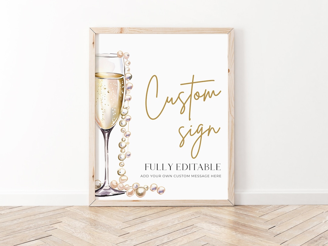 Pearls and Prosecco Bridal Shower Sign Template (digital Download) - Etsy