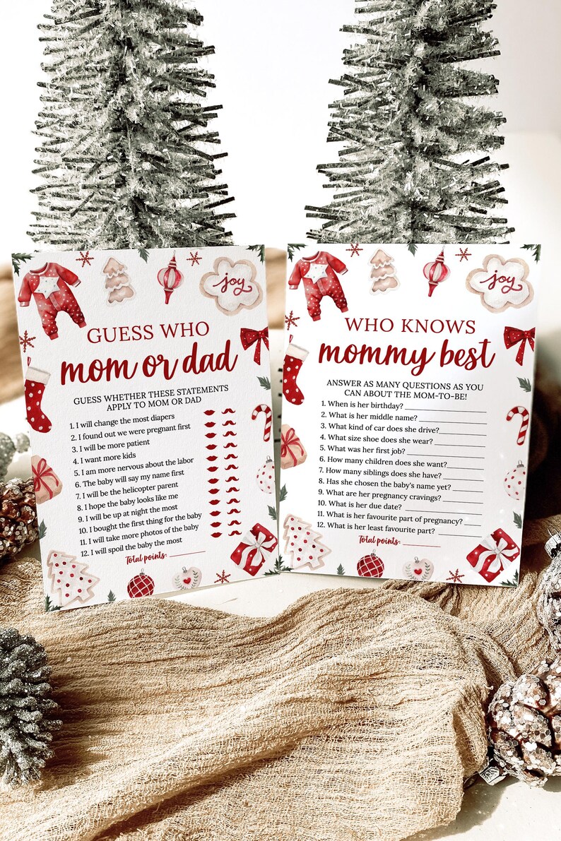 Editable Winter Baby Shower Game Bundle, Red Gender Neutral Holiday ...