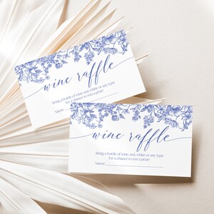 Blue Floral Wine Raffle Game, Victorian Blue Bring Bottle of Wine ...