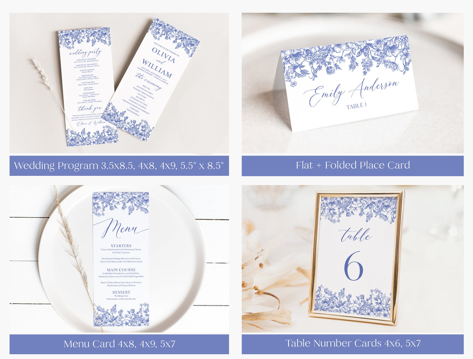 Blue Floral Wedding Bundle, French Vintage Floral Victorian Blue ...