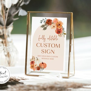 Fall Custom Sign Template Arch Boho Fall Bridal Shower Custom Sign ...