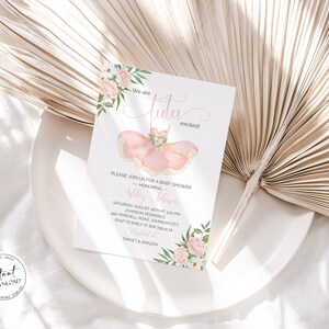 Tutu Baby Shower Invitation, Tutu Excited Invite, Ballerina Baby Shower ...