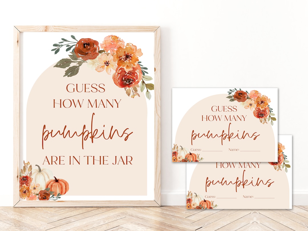 Fall Guess How Many Pumpkins Game Template, Editable Arch Boho Fall ...
