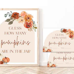 Fall Guess How Many Pumpkins Game Template, Editable Arch Boho Fall ...