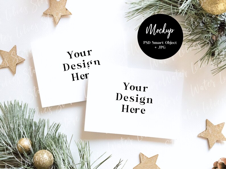 Two Christmas Cards Mockup Mockup Christmas Card Holiday | Etsy