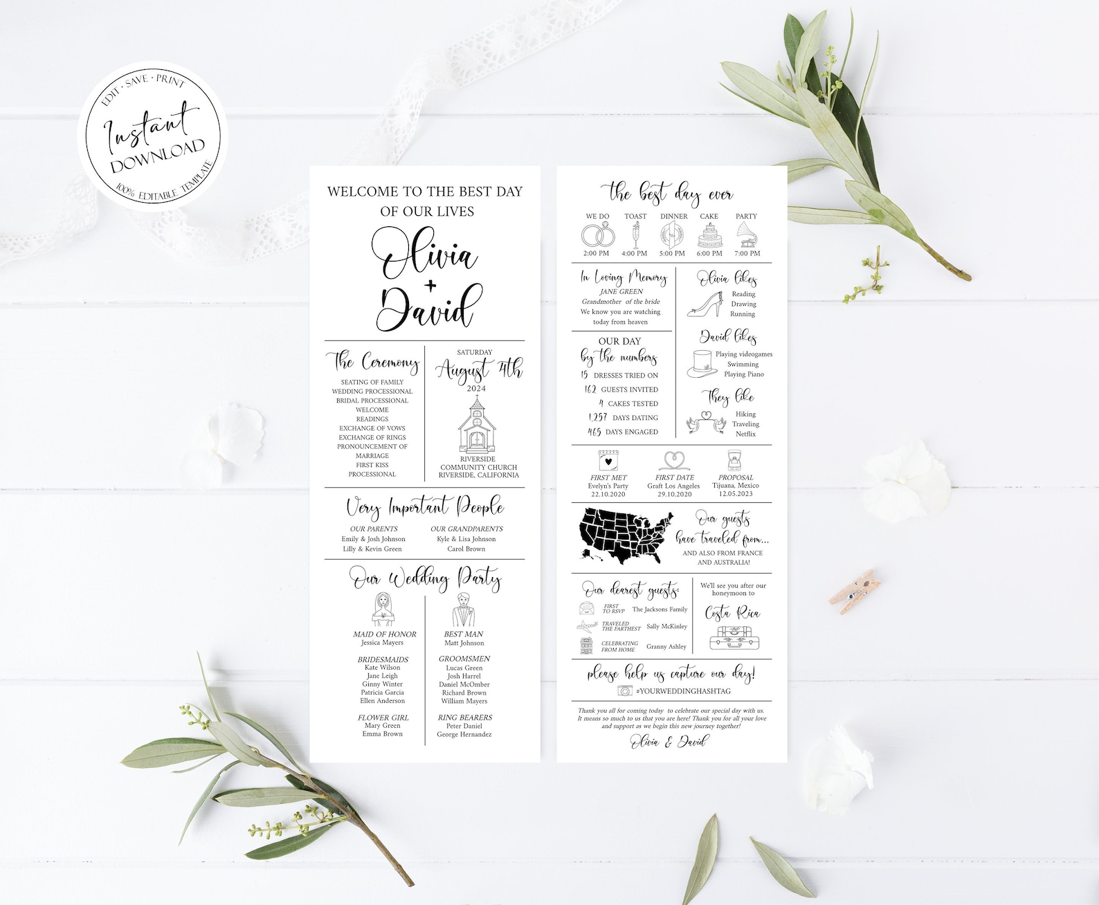 Infographic Wedding Program Unique Wedding Program Fun - Etsy