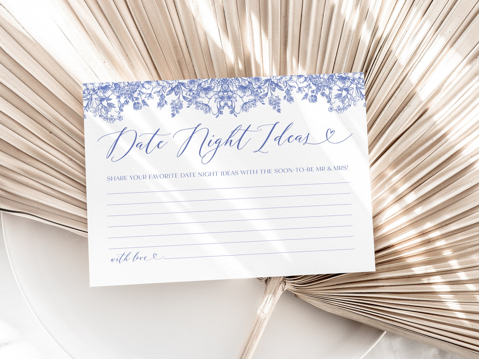 Blue Floral Date Night Ideas Cards, Victorian Blue Date Night Ideas ...