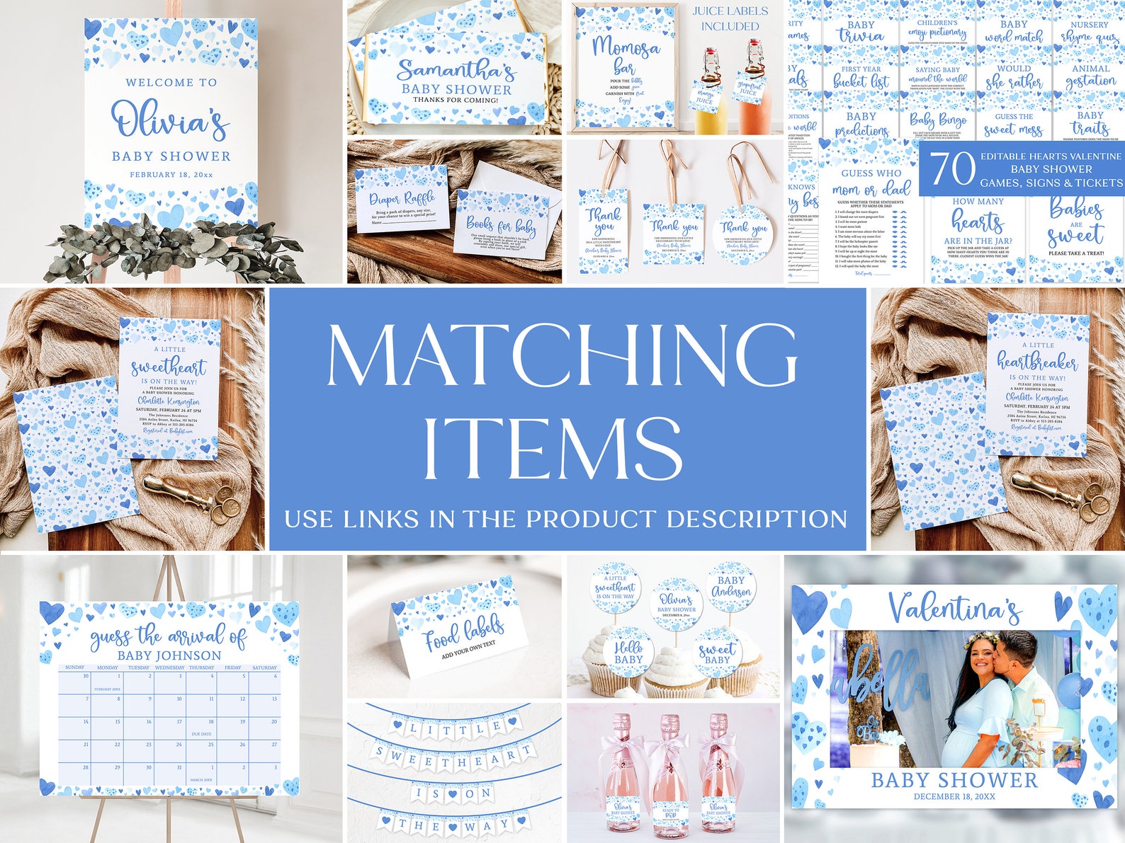 Valentine's Baby Shower Favor Tag Template, Printable Boy Blue Little ...
