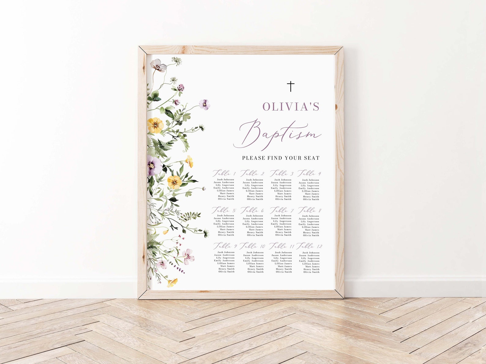 Wildflower Baptism Seating Chart Wildflower Christening - Etsy